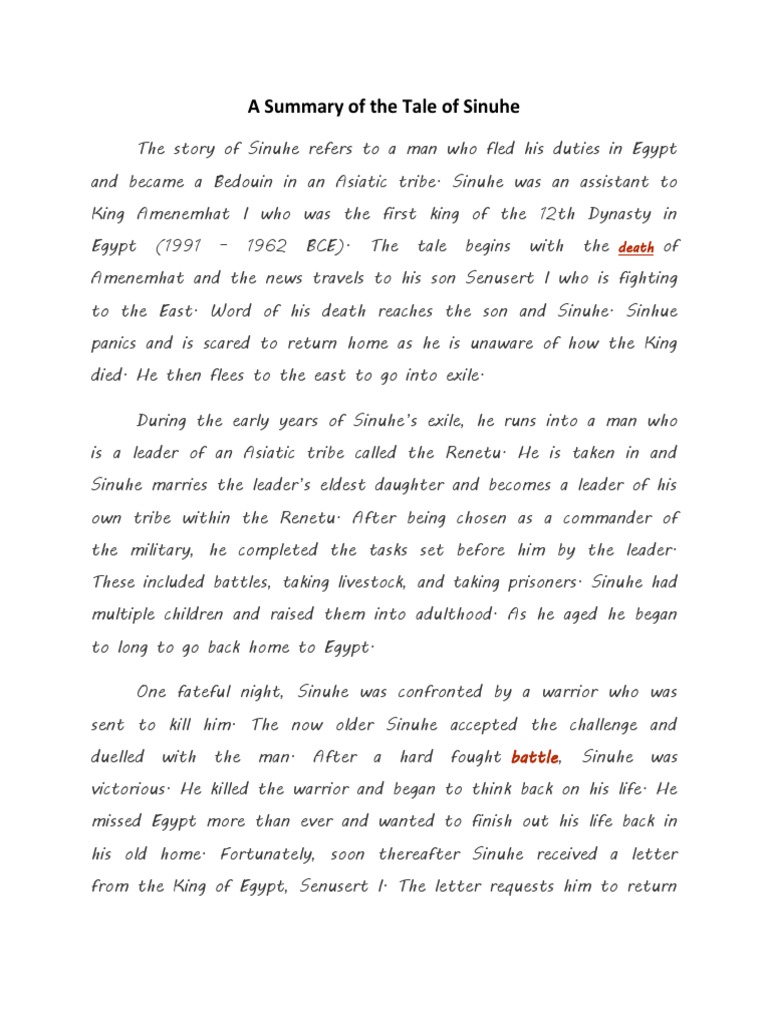 A Summary of The Tale of Sinuhe | PDF