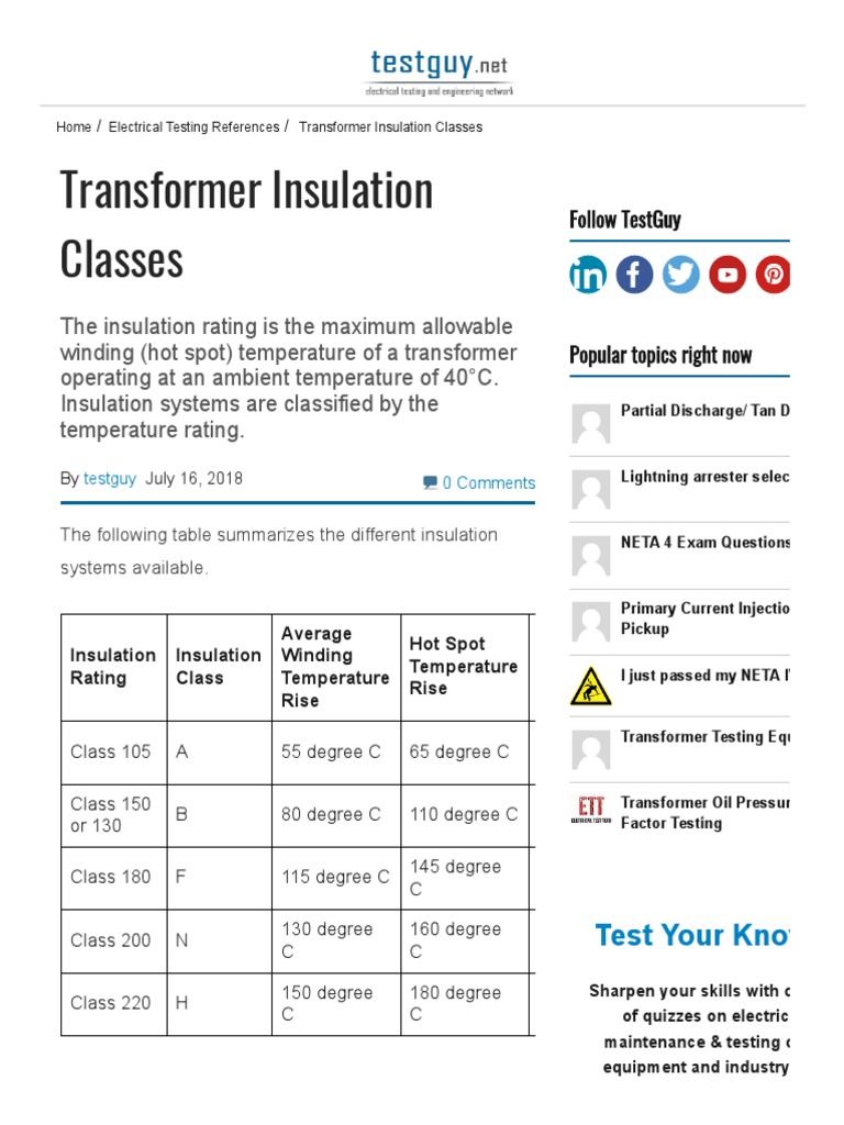 Transformer Insulation Classes: Test Your Know | Download Free PDF ...