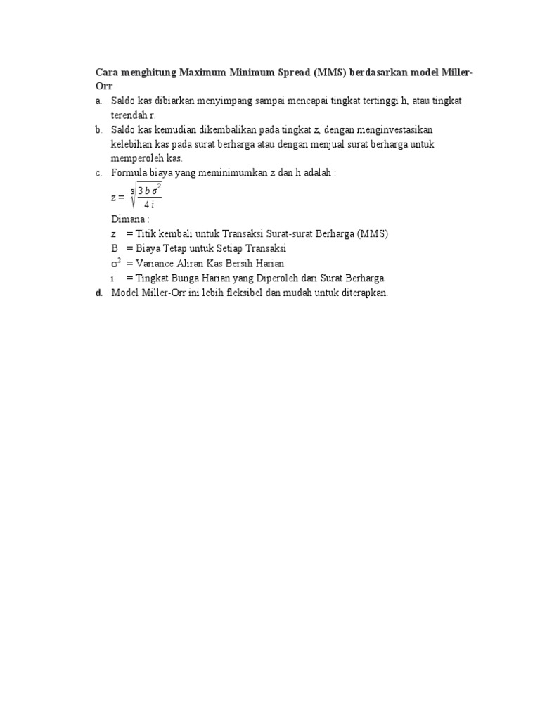 Menghitung MMS dengan Model Miller-Orr | PDF