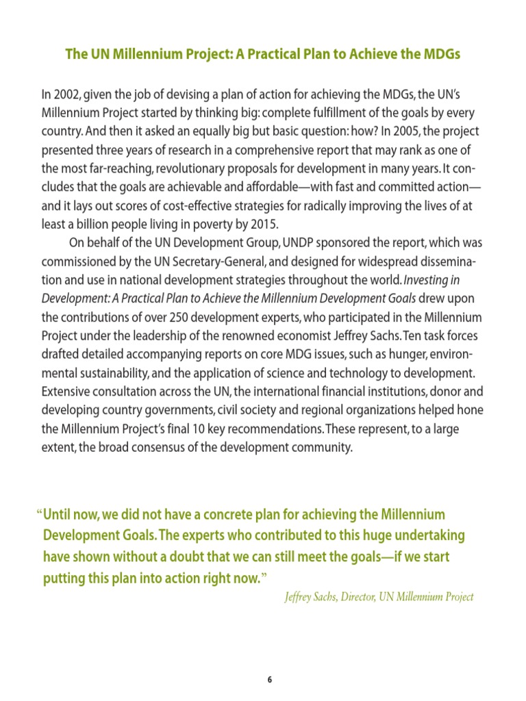 UN Millennium Project: Achieving MDGs | PDF | Millennium Development ...