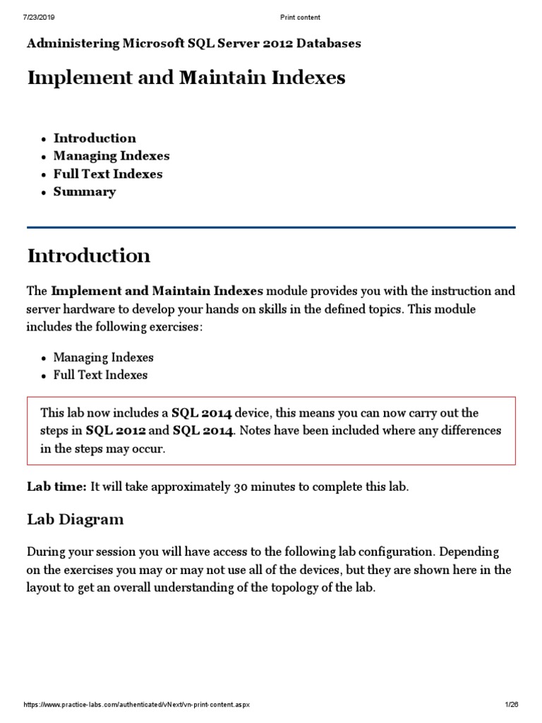 Implement and Maintain Indexes | PDF | Database Index | Microsoft Sql Server