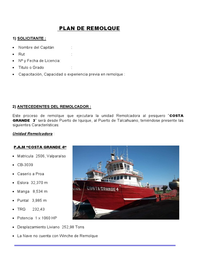 Plan de Remolque Costa 4 | PDF | Transporte de agua | Buques