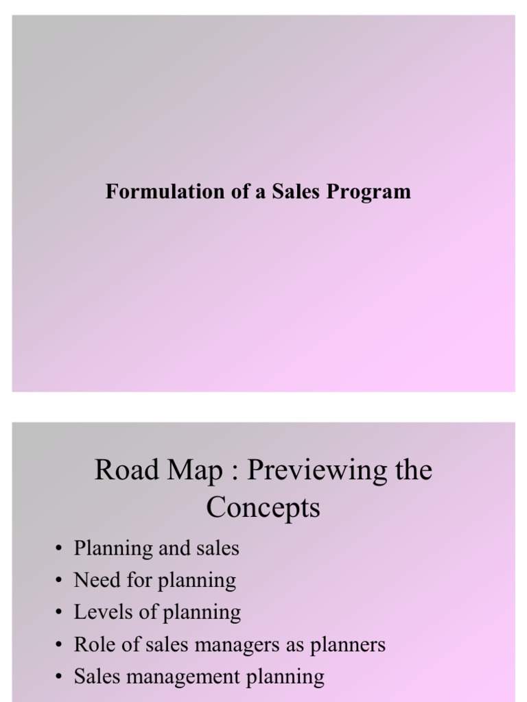 Formulation of Sales Program | Download Free PDF | Sales | Goal