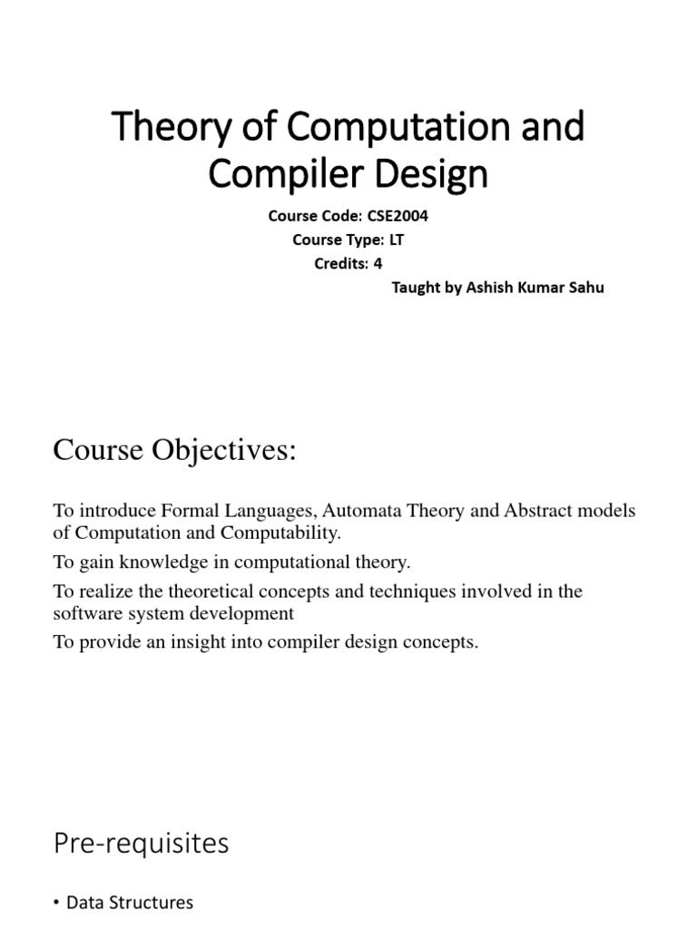 Theory of Computation and Compiler Design - Introduction PDF | PDF | Theory Of Computation ...