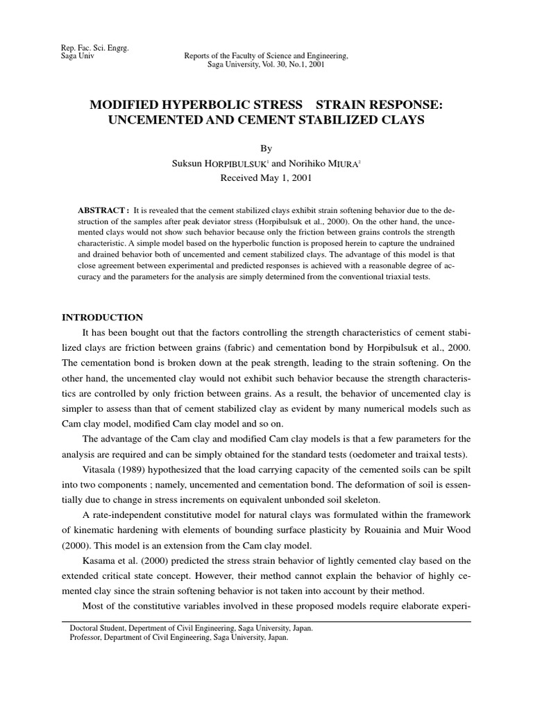 7modified Hyperbolic Stress Strain Response PDF | PDF | Solid Mechanics | Materials