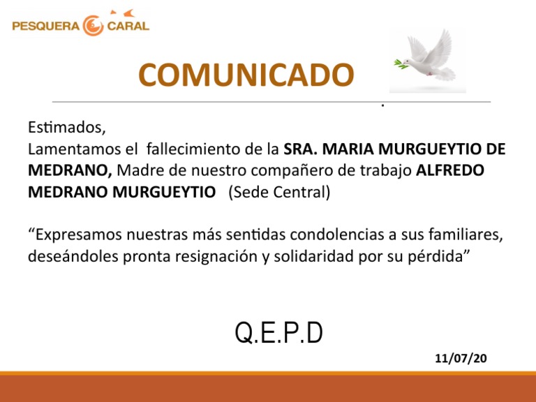 Comunicado de Fallecimiento | PDF