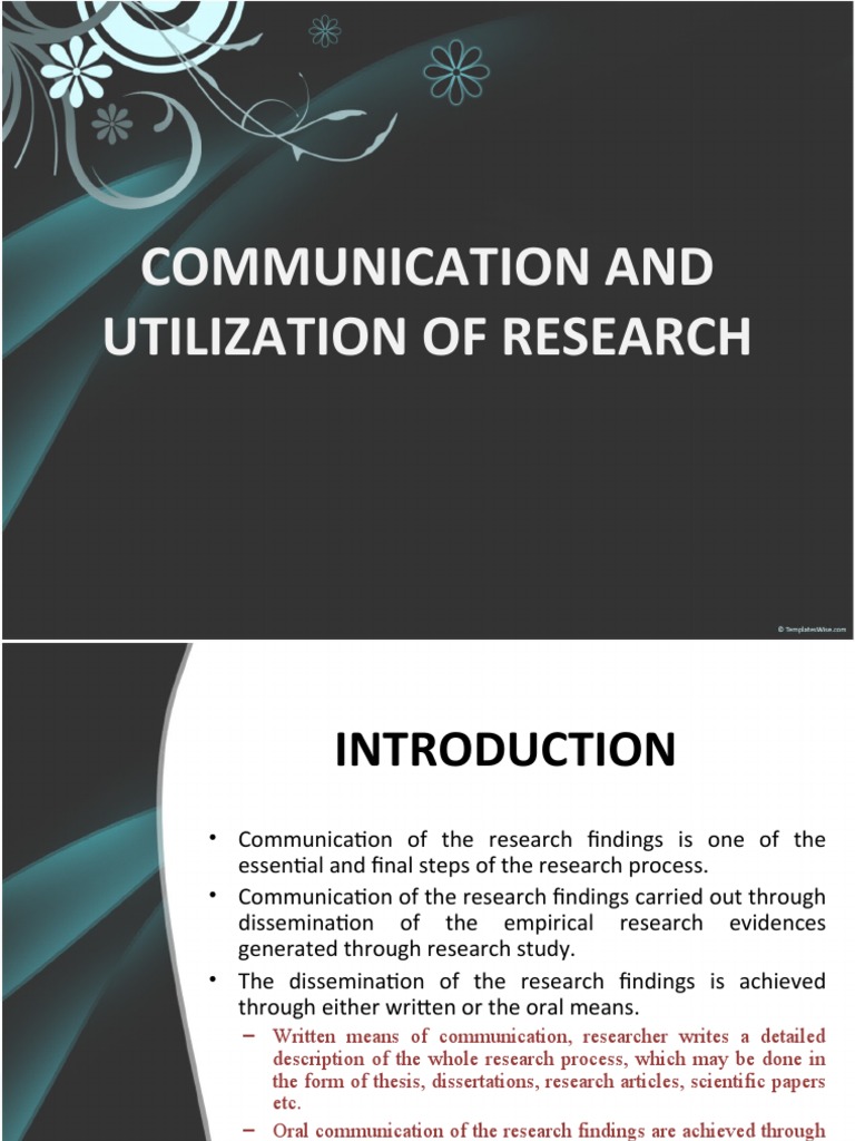 Communication and Utilization of Research | PDF | Statistics | Citation
