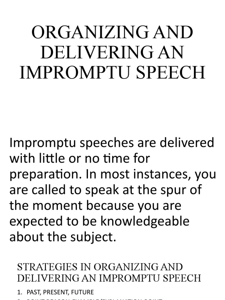 Impromptu Speech Tips & Strategies | PDF | Career & Growth
