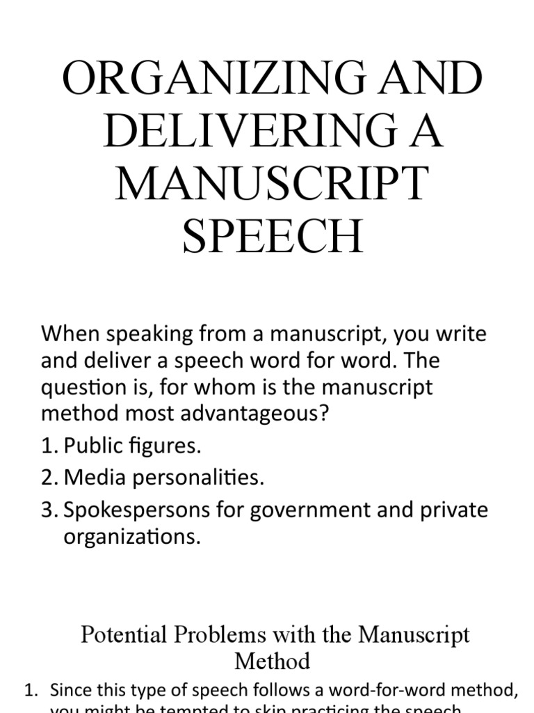 Organizing and Delivering A Manuscript Speech | PDF | Career & Growth