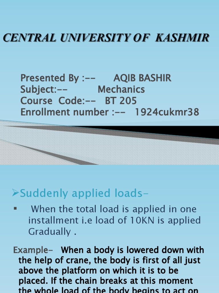 Suddenly Applied Load | PDF