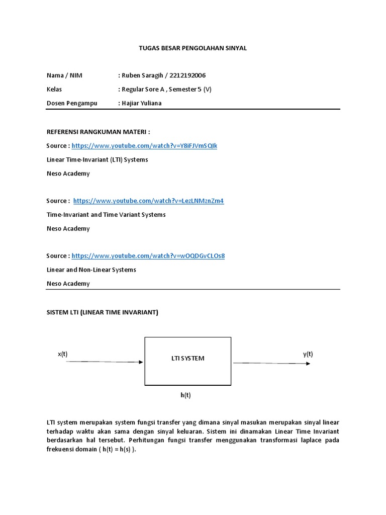 Rangkuman Sistem LTI | PDF