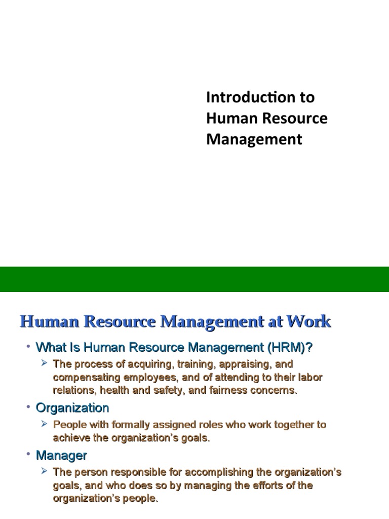 Introduction To Human Resource Management | PDF | Human Resource ...