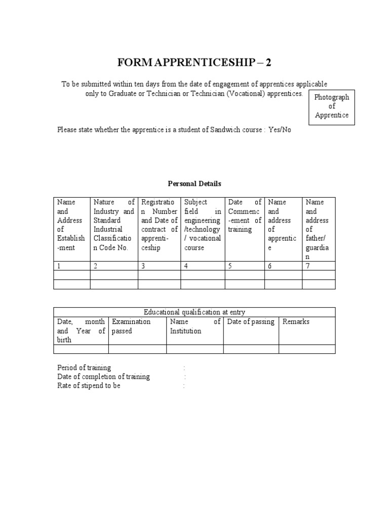 Form Apprenticeship 2 | PDF