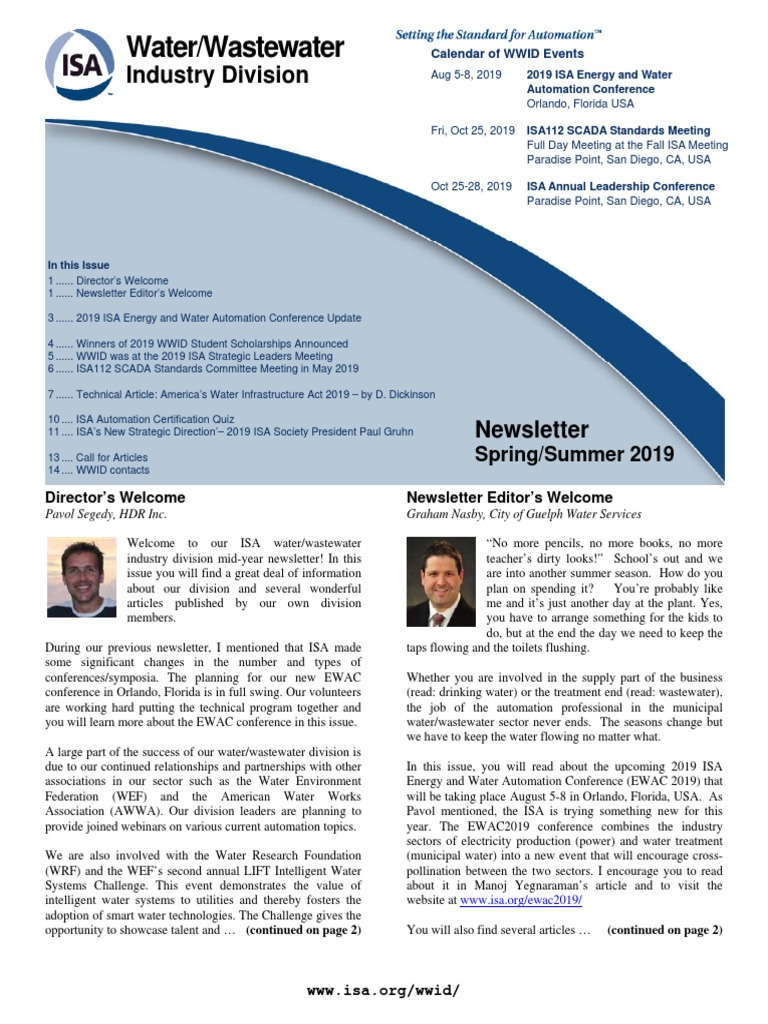 ISA-WWID Newsletter 2019spring-Summer | PDF | Automation | Instrumentation