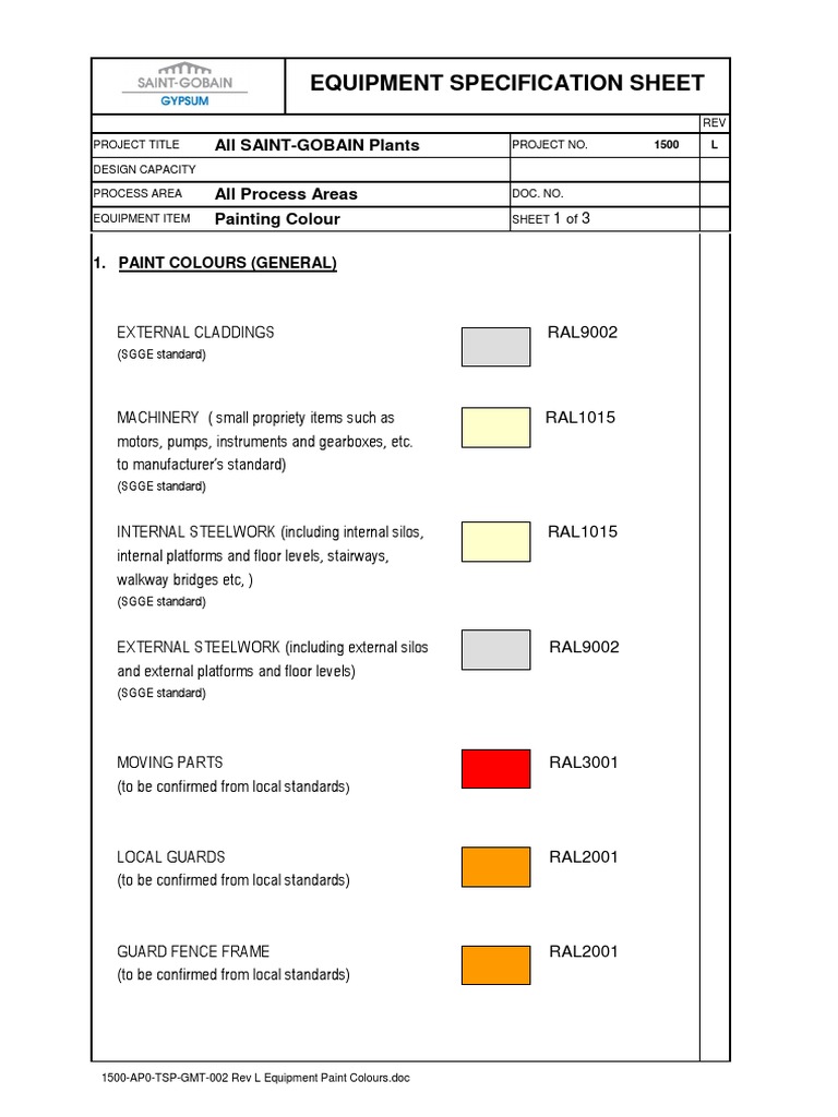 1500-AP0-TSP-GMT-002 Rev L Equipment Paint Colours | PDF | Pipeline ...