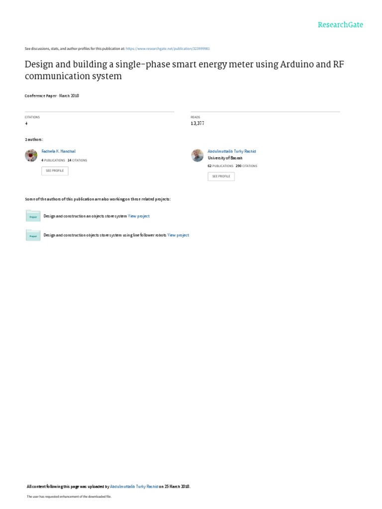 Design and Building A Single-Phase Smart Energy Meter Using Arduino and RF Communication System ...