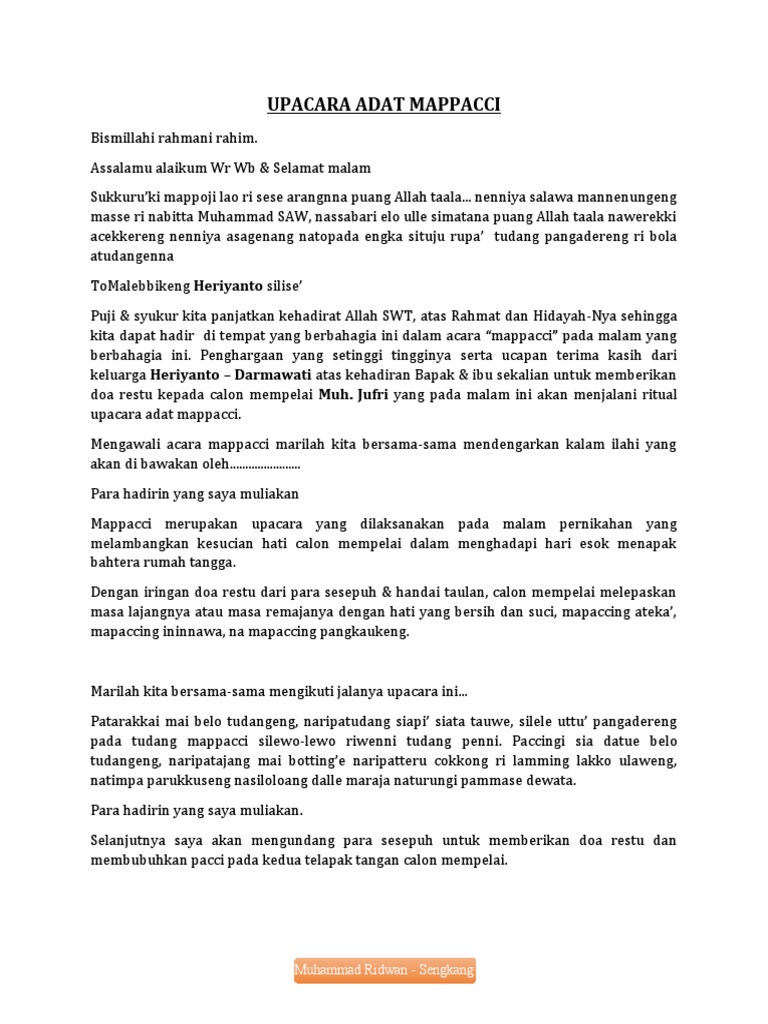 Upacara Adat Mappacci | PDF