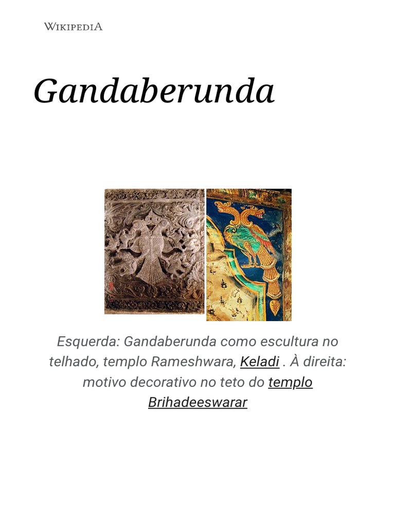 Emblema do Karnataka: Gandaberunda | PDF | Aves | Shiva