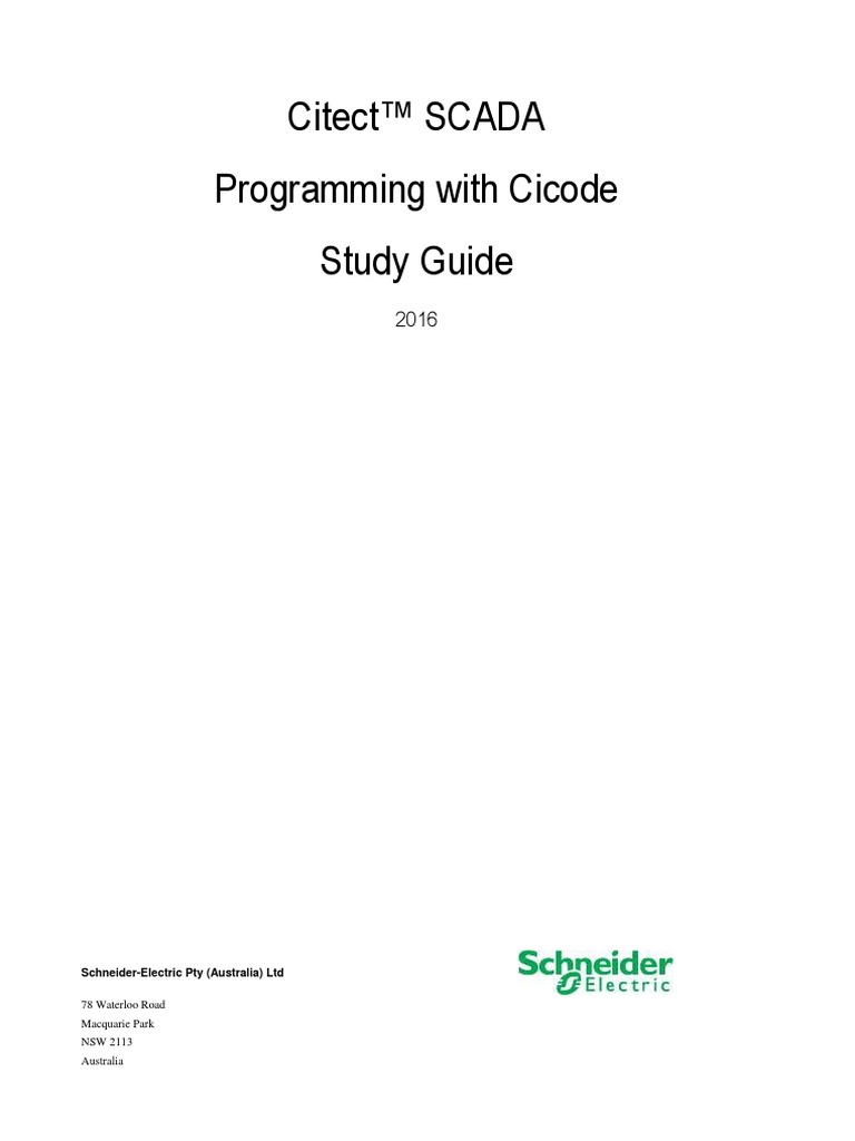 Citect SCADA Cicode 2016 - Study Guide | PDF | Variable (Computer Science) | Scada