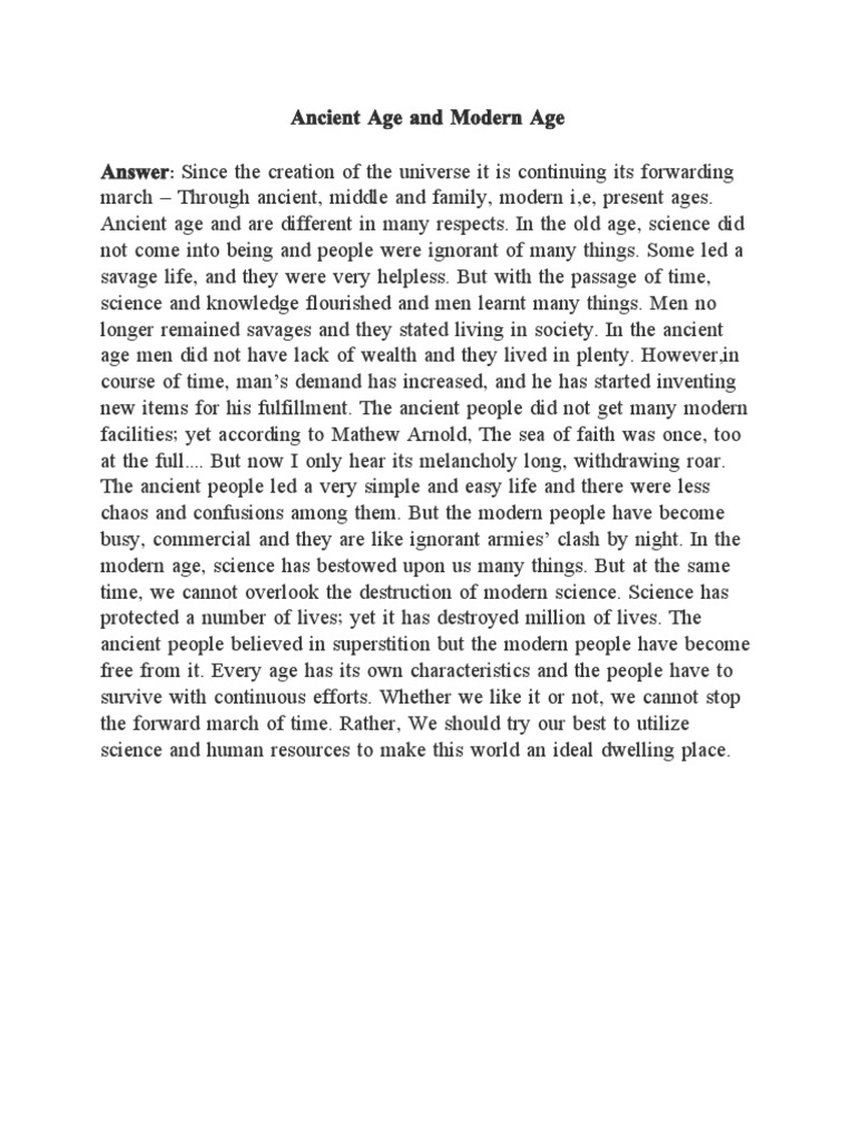 Ancient Age and Modern Age | PDF