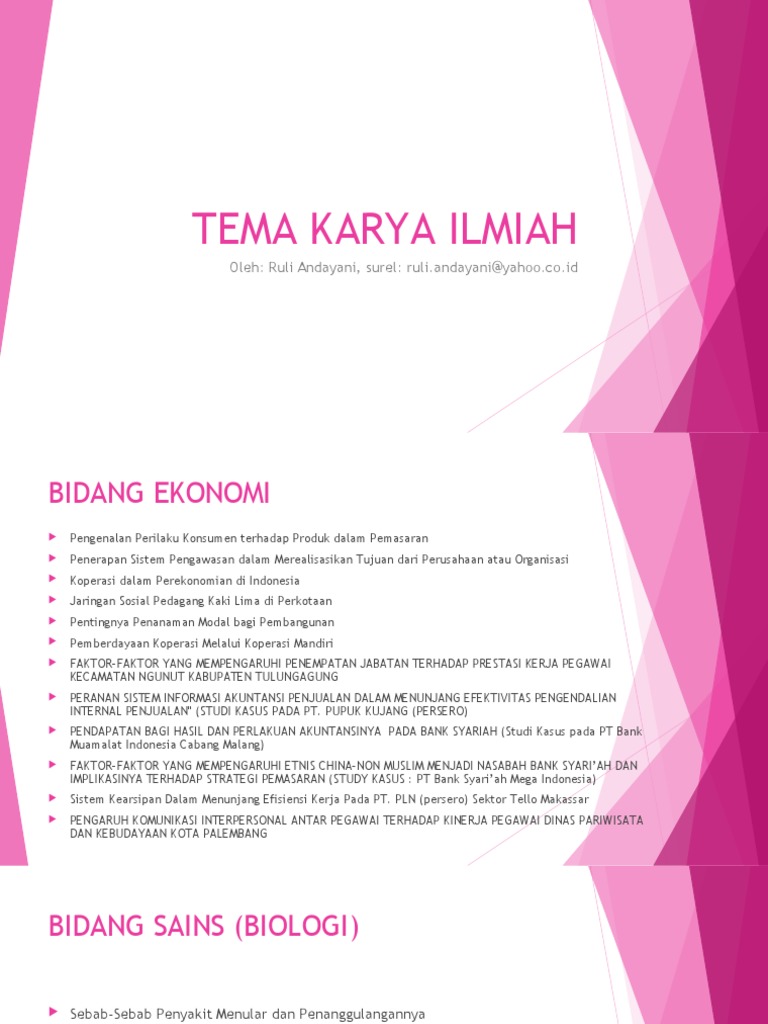 6 Contoh Tema Karya Ilmiah | PDF