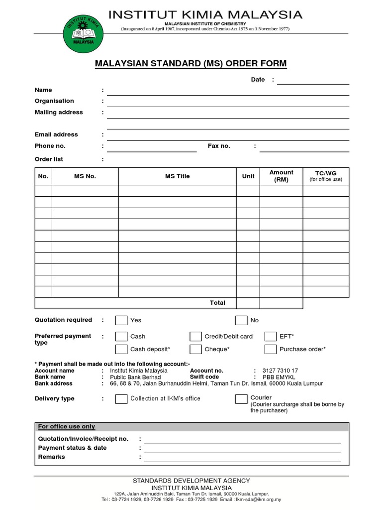 MS Order Form | PDF
