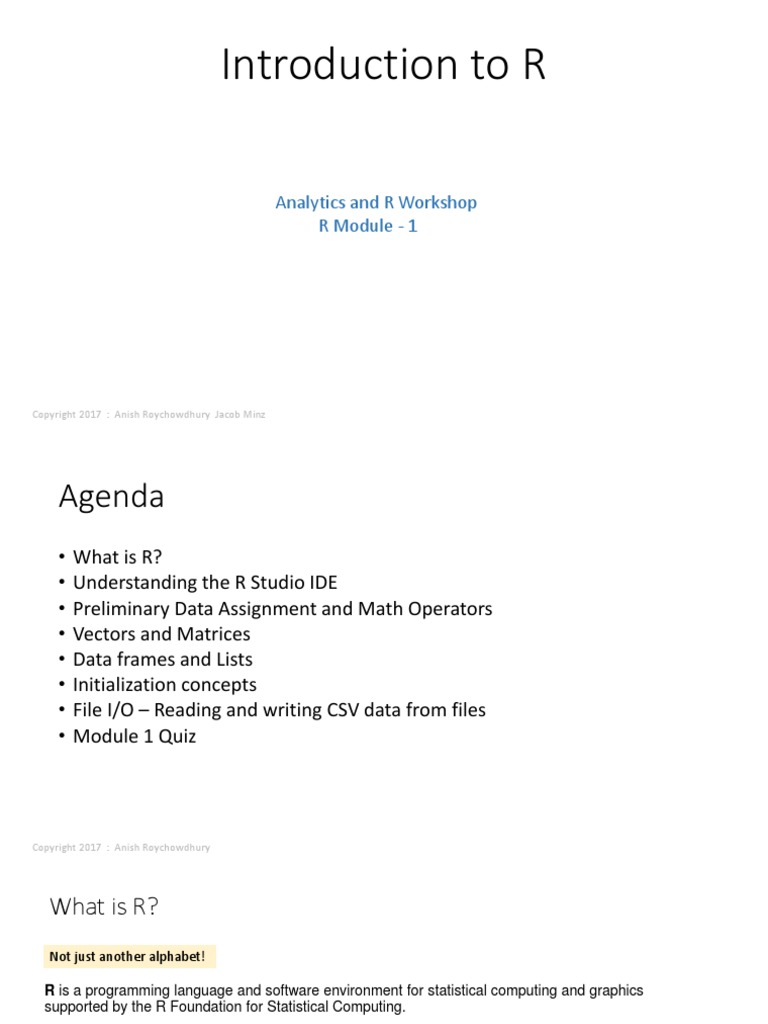 Introduction To R | PDF | Array Data Structure | R (Programming Language)
