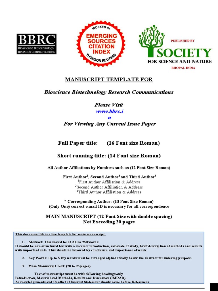 Manuscript Template For: Bioscience Biotechnology Research ...