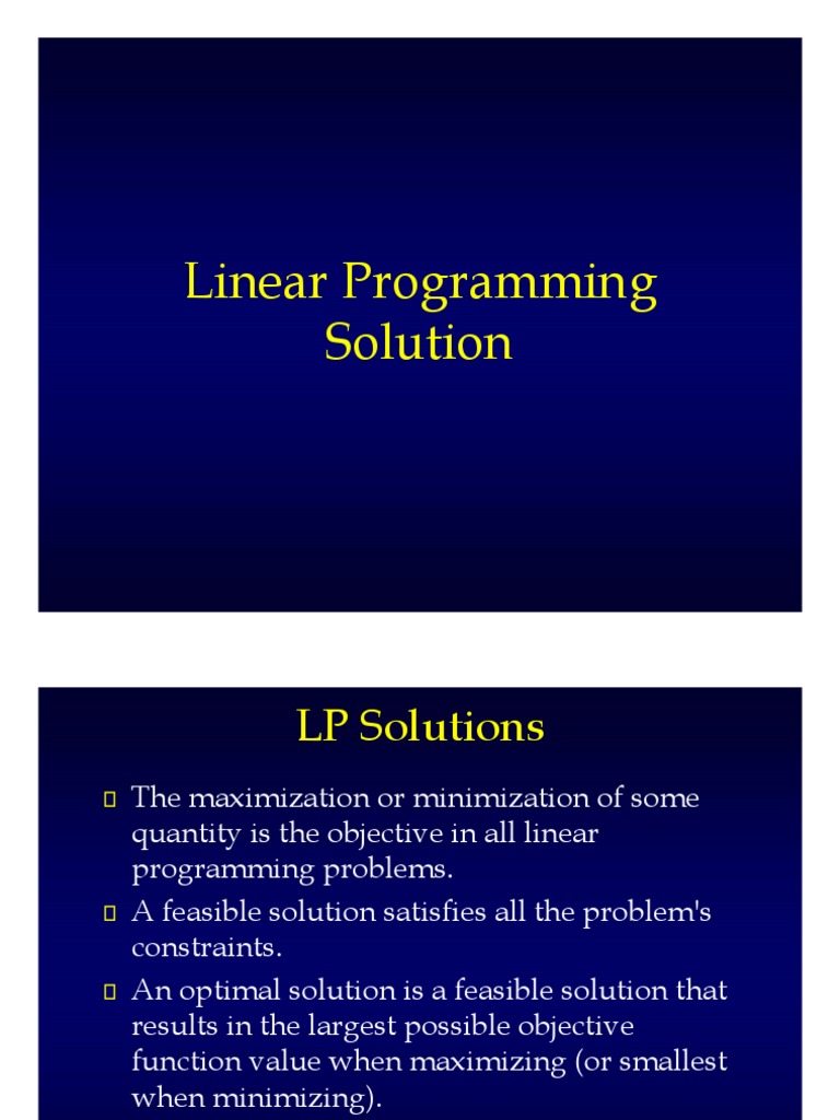 3 LP Solution PDF | Download Free PDF | Mathematical Optimization | Linear Programming