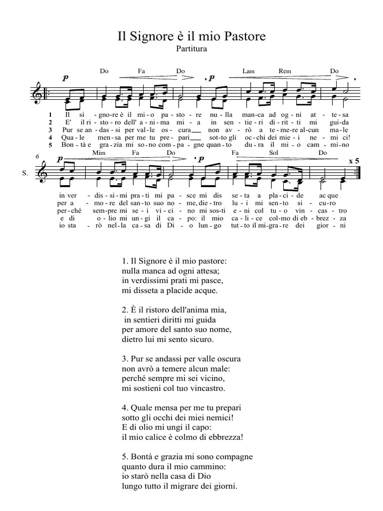 Il Signore È Il Mio Pastore Partitura - Tutto Lo Spartito PDF | PDF