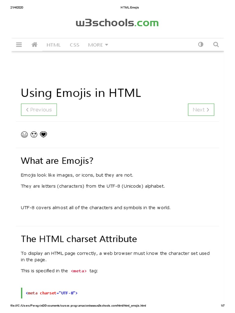 HTML Emojis PDF | PDF | Html | Cascading Style Sheets