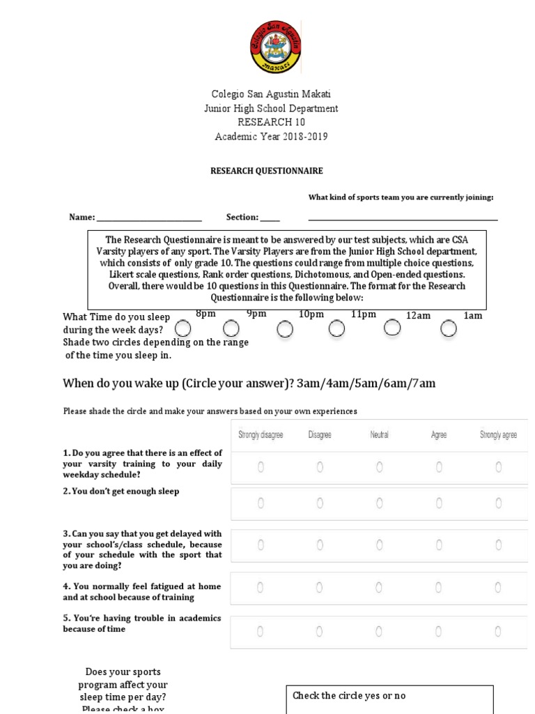 Chapter 3 Research Questionnaire