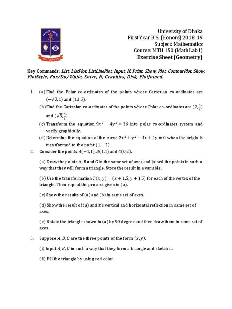 Analysis of Geometric Concepts and Transformations using Mathematica ...