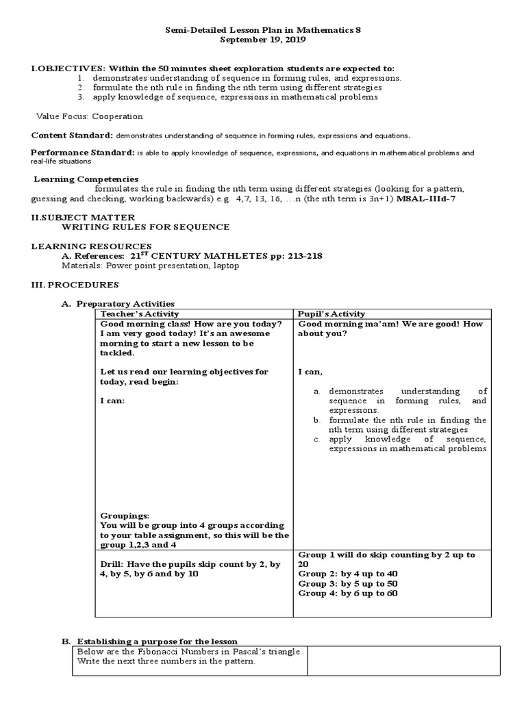 Demo Lesson Plan | PDF | Lesson Plan | Cognition