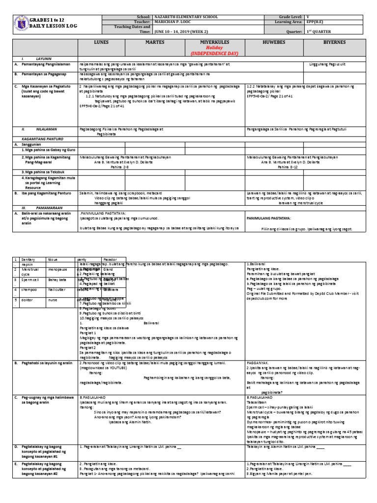 DLL - Epp 5 - Q1 - W2 | PDF