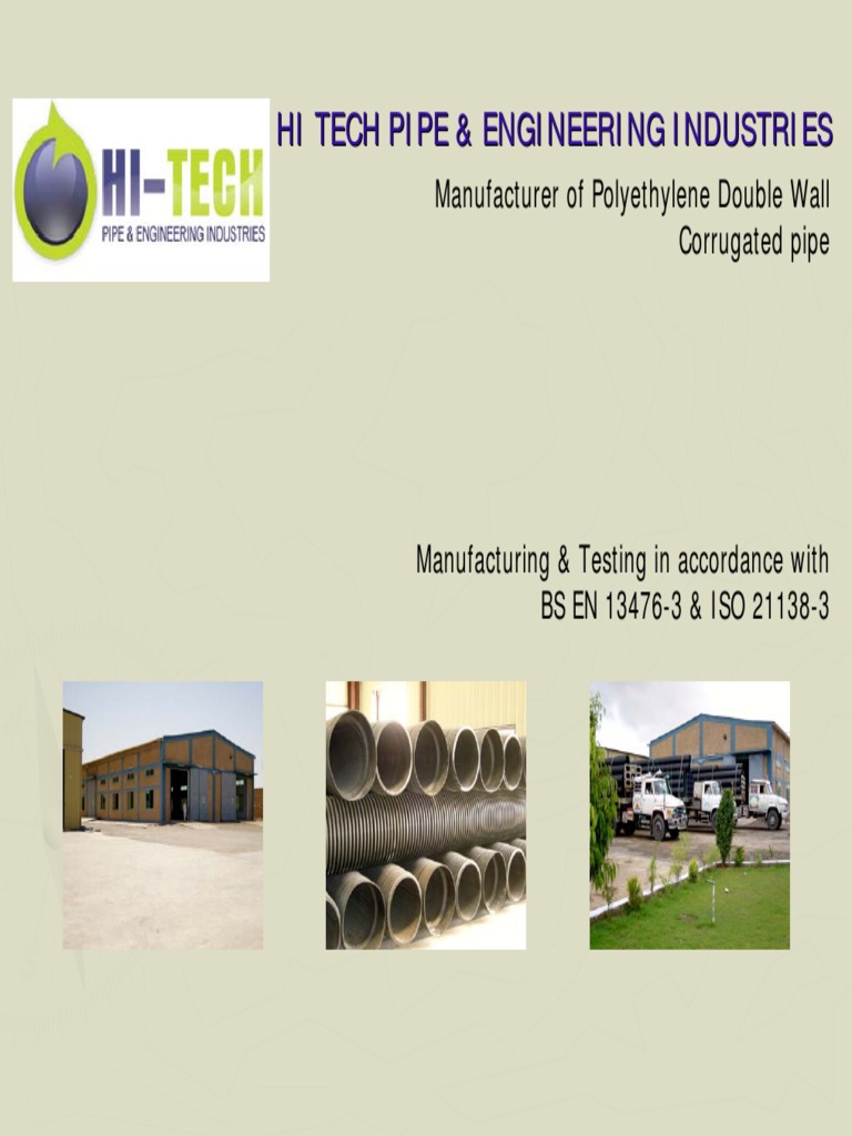 Hi Tech Double Wall Corrugated Pipes | PDF | Corrosion | Pipe (Fluid ...
