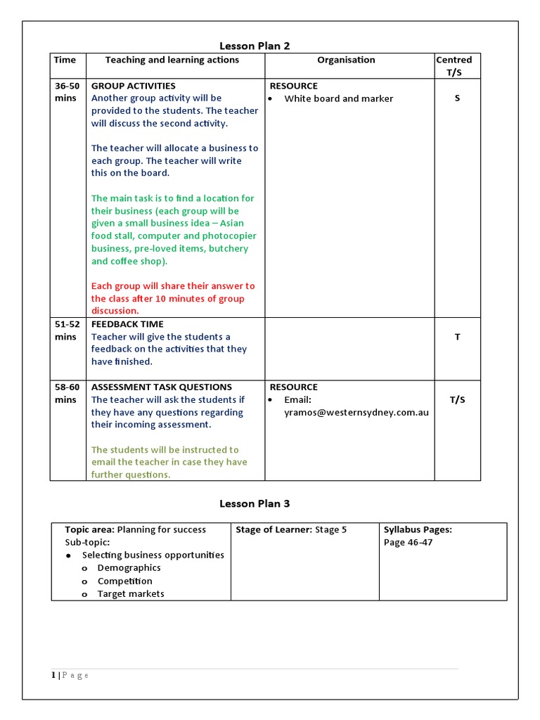 Lesson Plan 2: White Board and Marker | PDF | Educational Assessment ...
