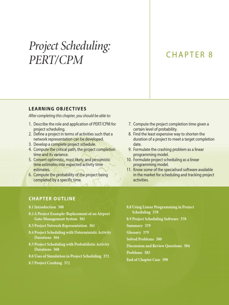 Project Scheduling: Pert/Cpm: Learning Objectives | PDF | Analysis | Applied Mathematics