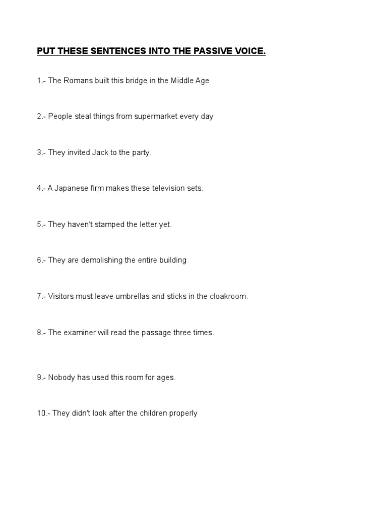 Convert Sentences to Passive Voice | PDF