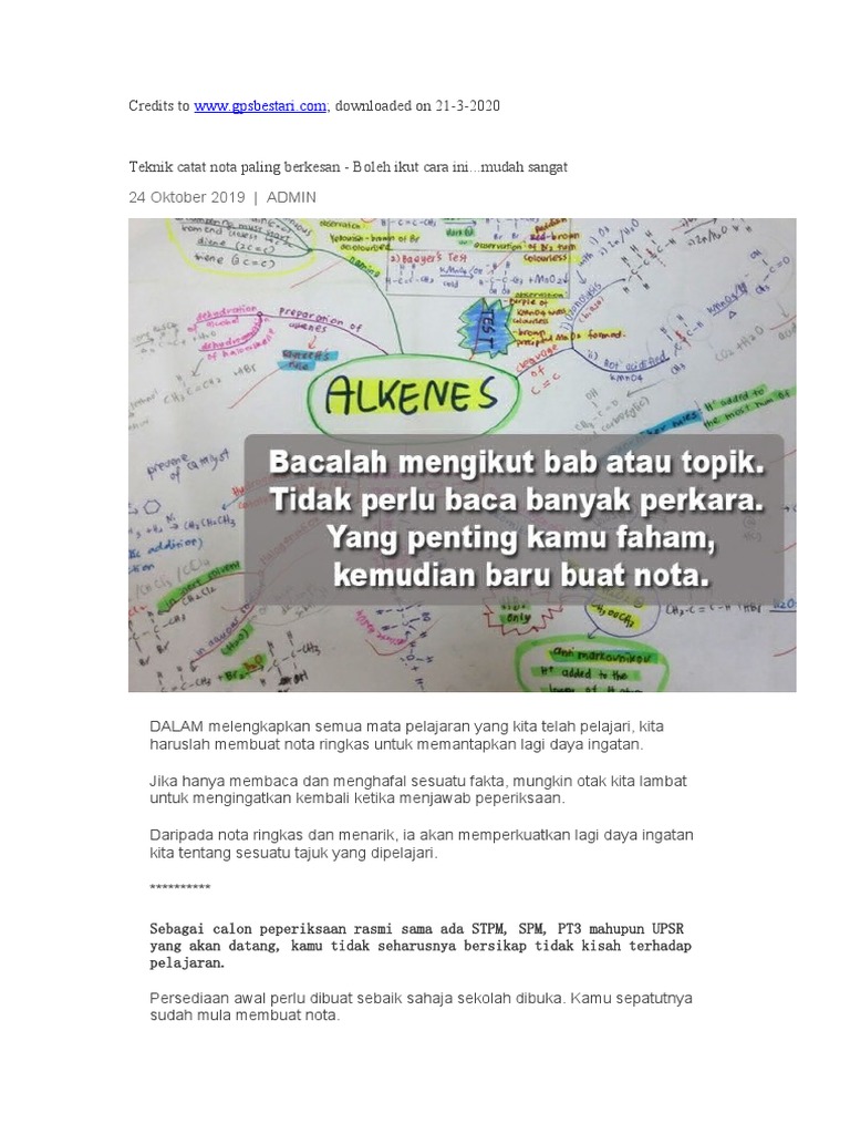 Teknik Efektif Membuat Nota Pelajaran | PDF | Karier & Perkembangan ...