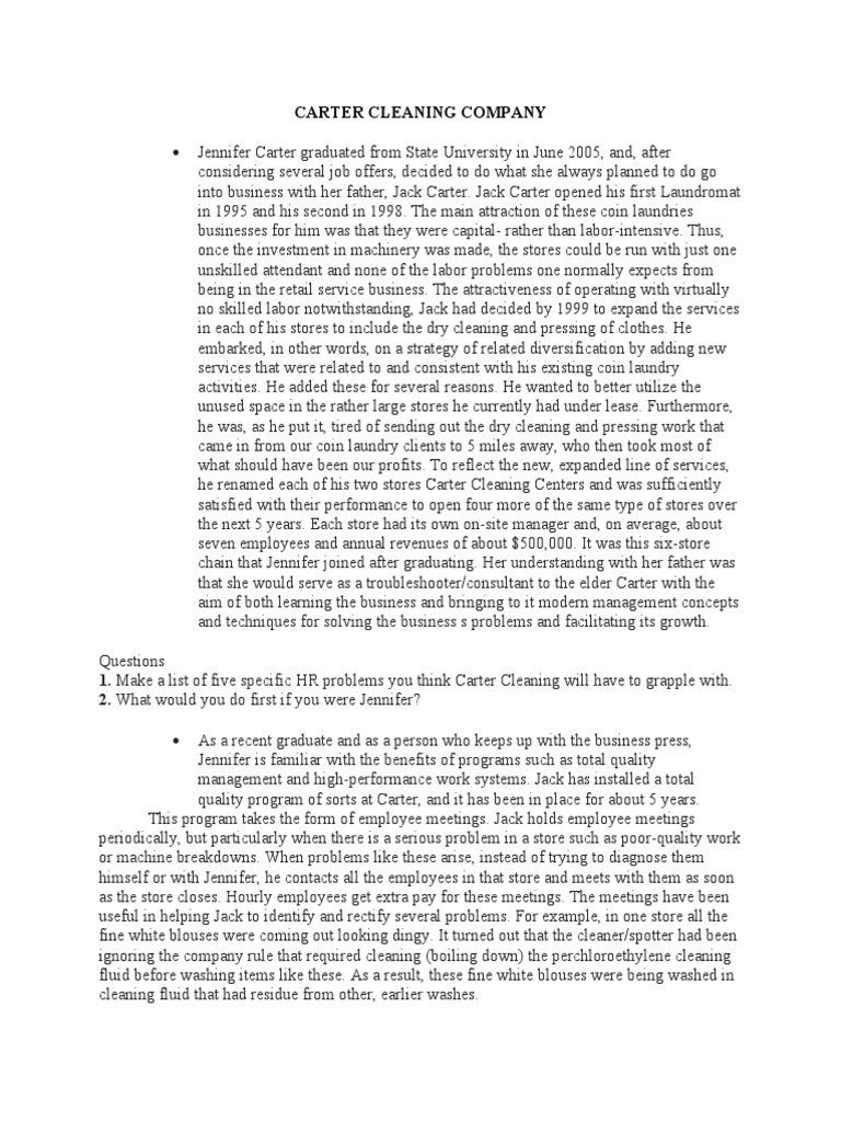 Carter Cleaning Company | PDF