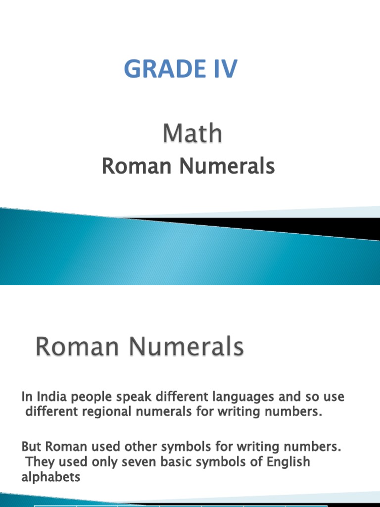 Grade Iv: Roman Numerals | PDF