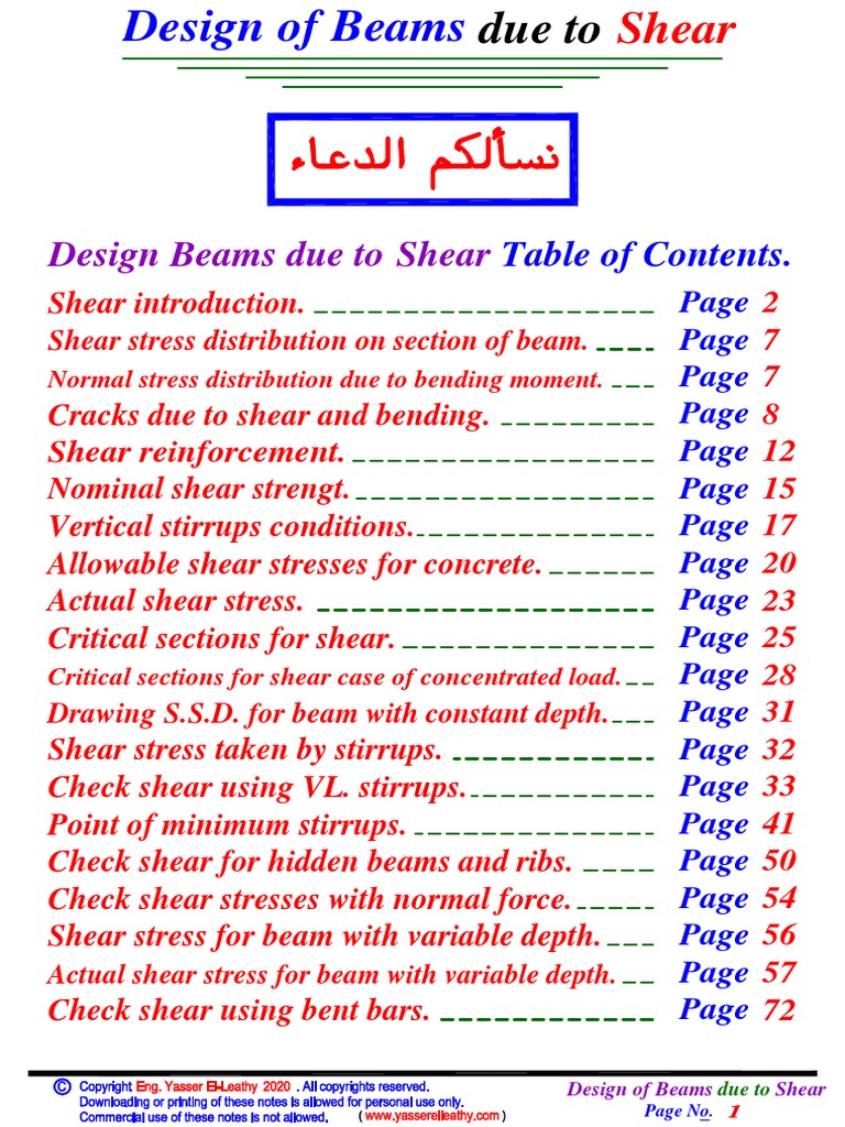 Comprehensive Guide to Designing Beams Subjected to Shear Forces | PDF ...