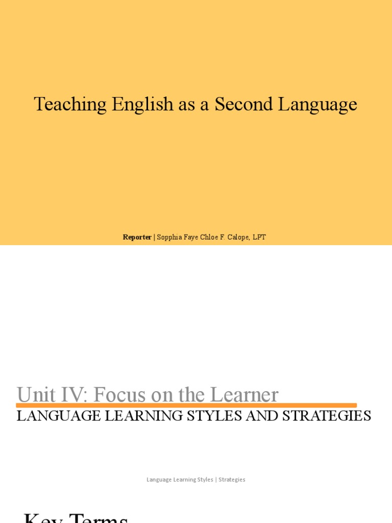 Teaching English As A Second Language | PDF | Learning Styles | Second ...