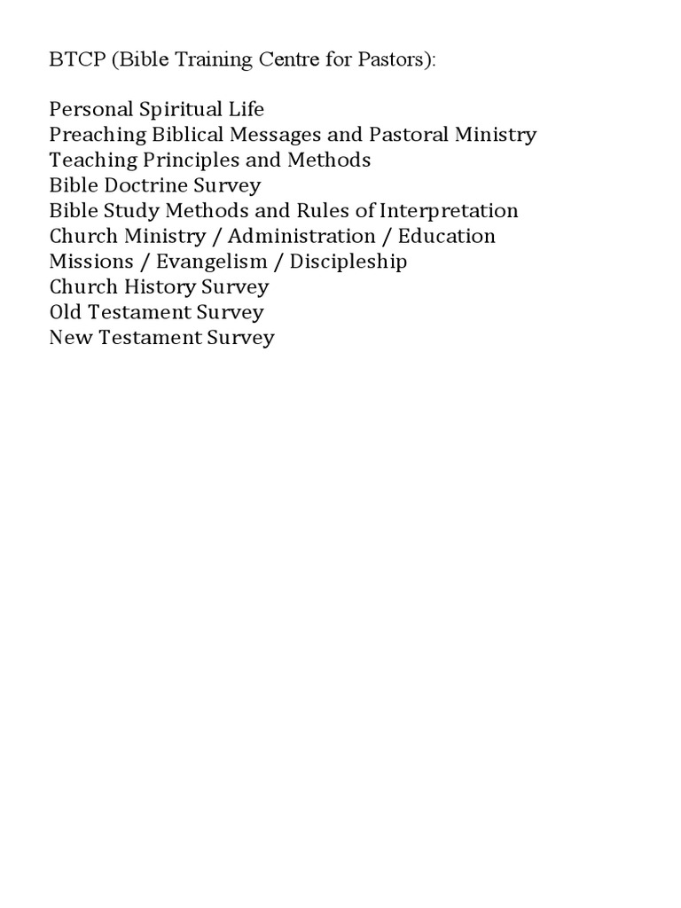 Bible Training for Pastors Overview | PDF | Religion & Spirituality