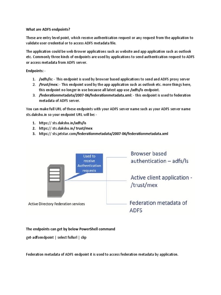 What Are ADFS Endpoints - Metadata - Claim Description | PDF | Metadata ...