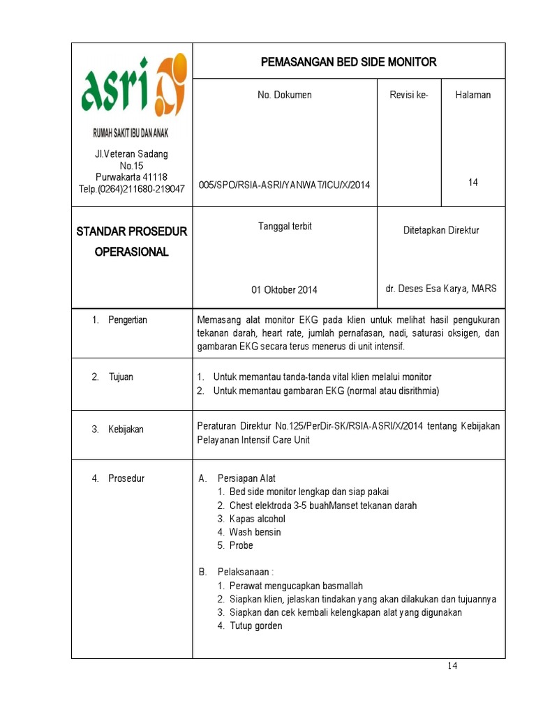 005 Pemasangan Bed Side Monitor | PDF