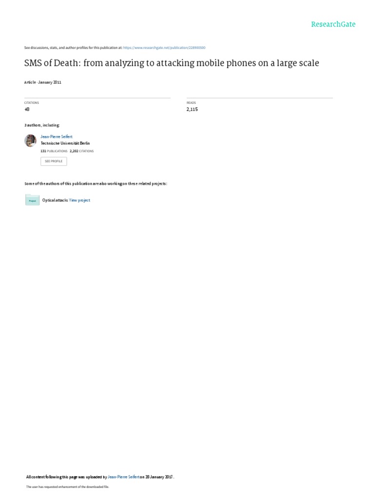 SMS of Death: From Analyzing To Attacking Mobile Phones On A Large ...