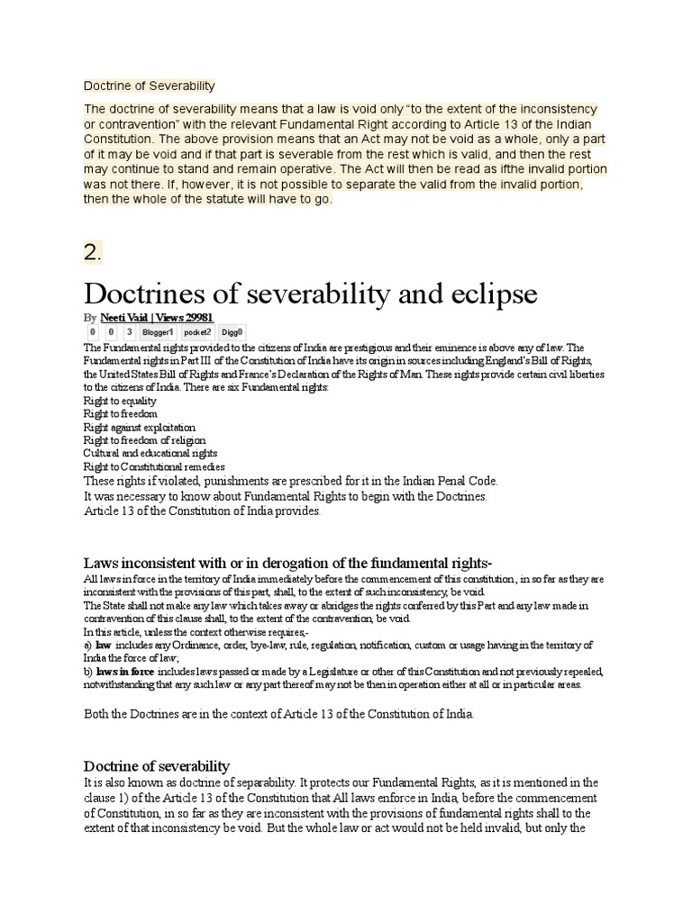 Doctrine of Severability Explained | PDF | Ethical Principles | Legal ...