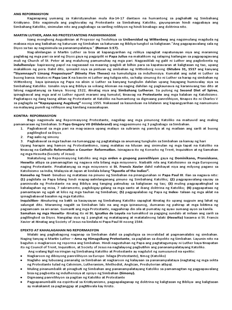 Ang Repormasyon | PDF